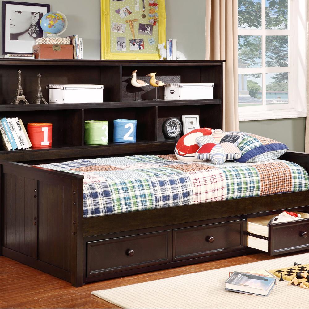 Lakeshore Twin Sideways Bed with 3 Drawer Storage Espresso
